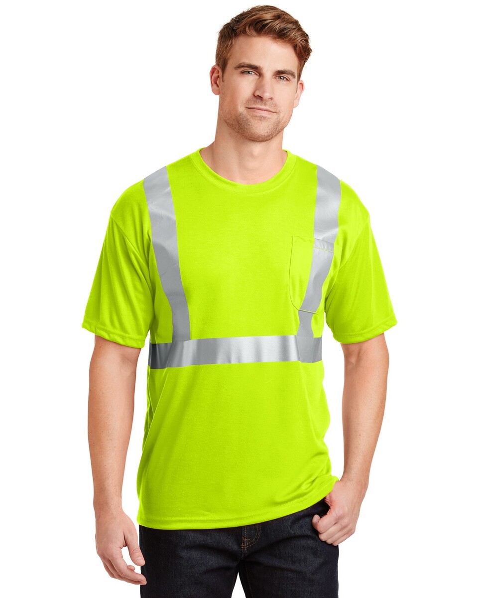 CornerStone CS401 ANSI Class 2 Safety Pocket T-Shirt - BlankApparel.com