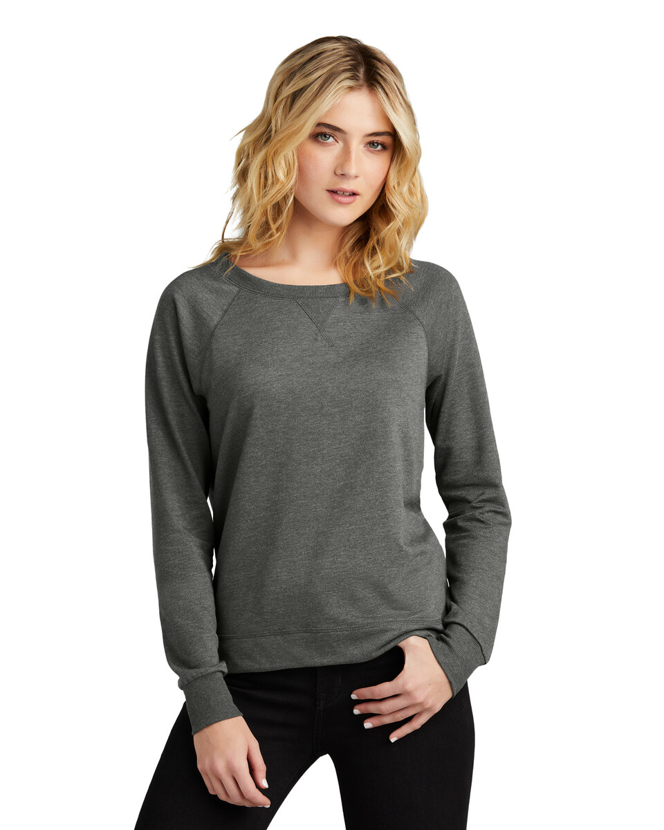 District DT672 Women's Featherweight French Terry Long Sleeve Crewneck ...