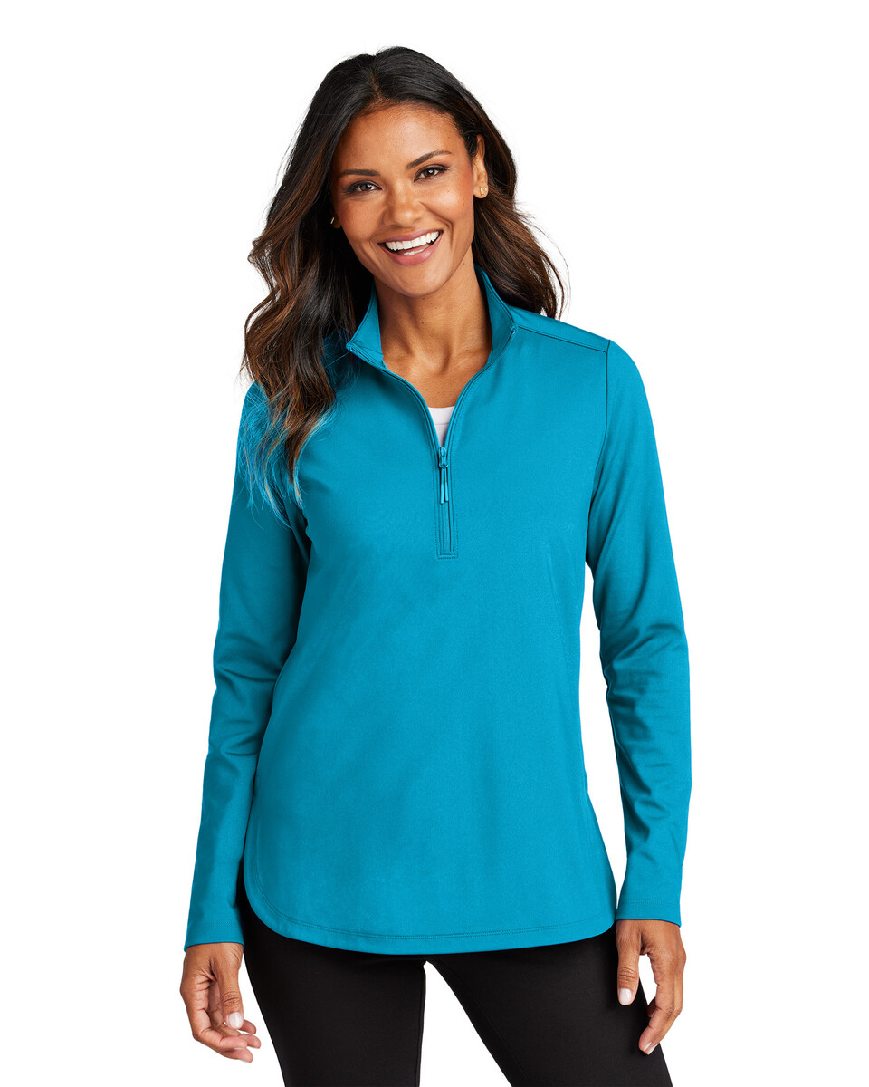 Port Authority LK880 Ladies C-FREE Double Knit 1/4-Zip - BlankApparel.com