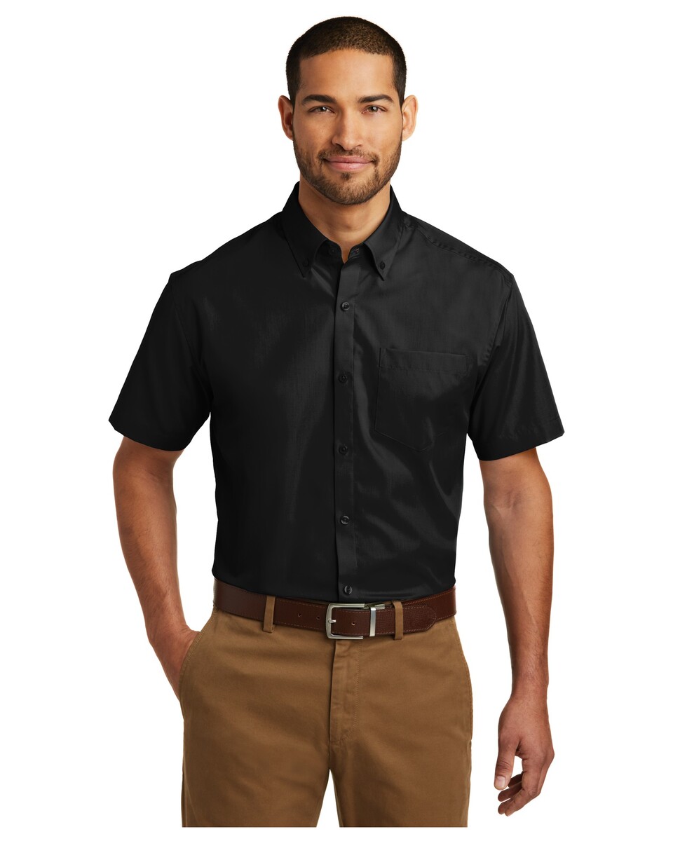 Port Authority W101 Short Sleeve Carefree Poplin Shirt - BlankApparel.com