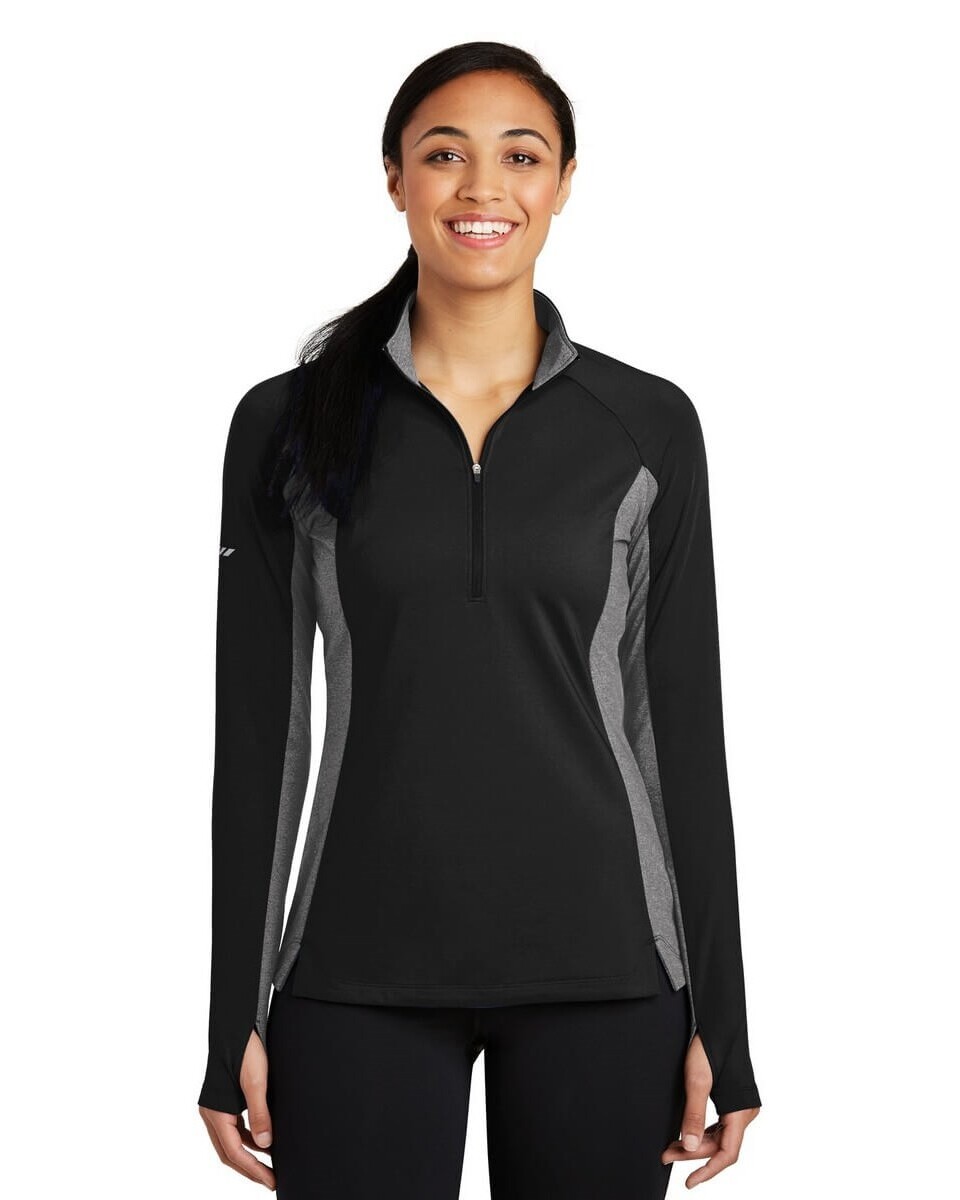 Sport-Tek LST854 Women's Sport-Wick Stretch Contrast 1/2-Zip Pullover ...