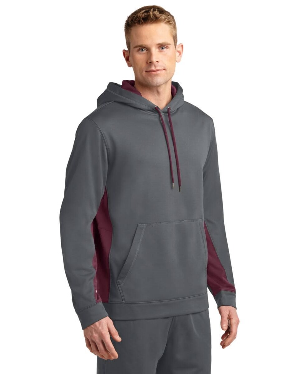 Sport-Tek ST235 Sport-Wick Fleece Colorblock Hoodie - BlankApparel.com
