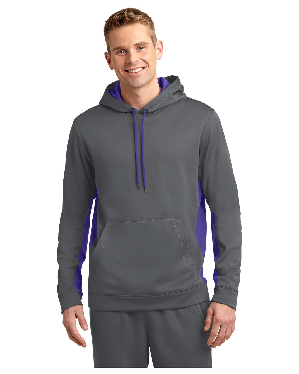 Sport-Tek ST235 Sport-Wick Fleece Colorblock Hoodie - BlankApparel.com