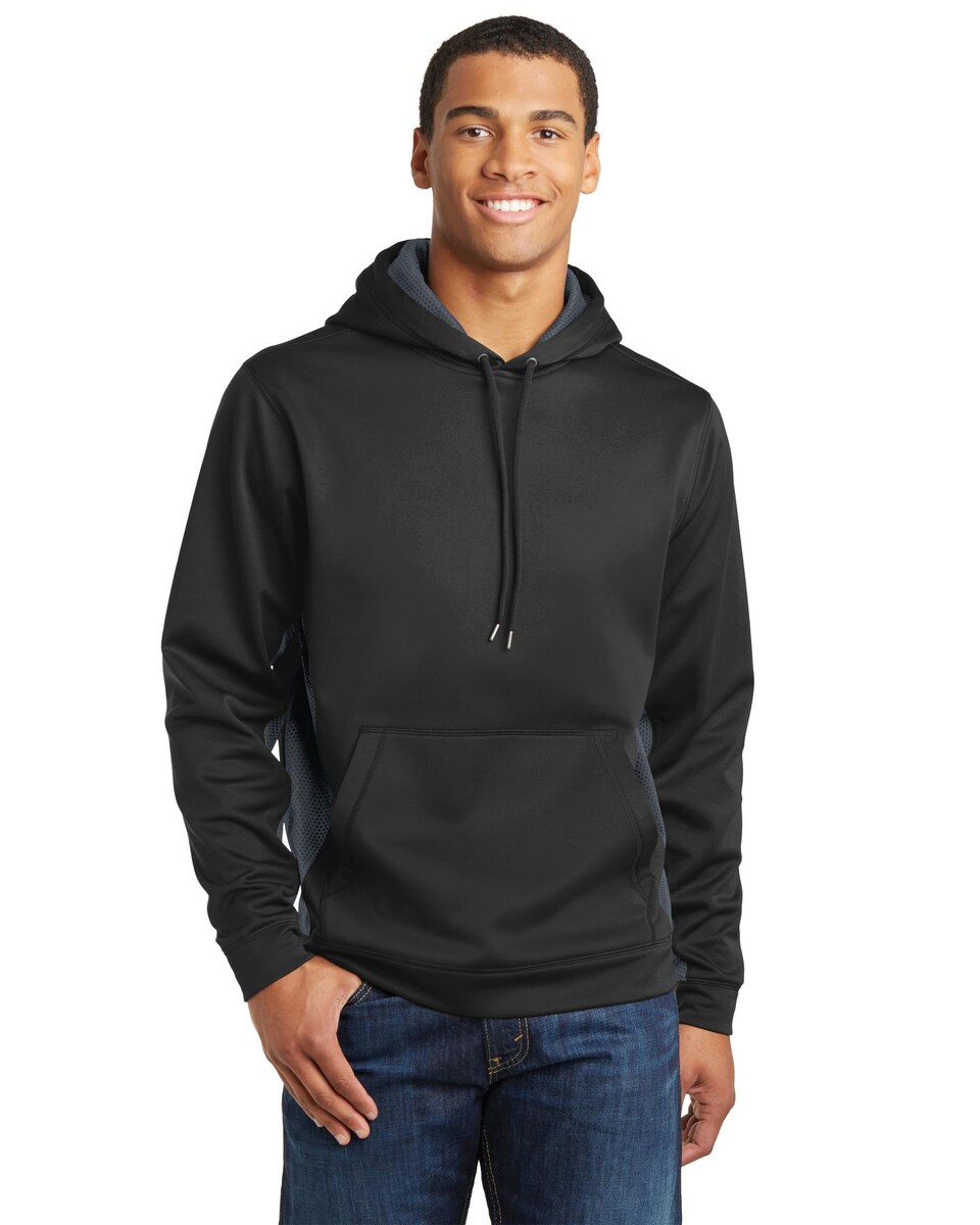Sport-Tek ST239 Sport-Wick CamoHex Fleece Colorblock Hoodie - Apparel.com