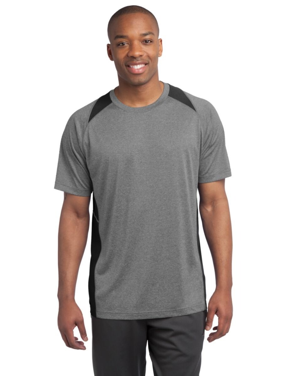 Sport-Tek ST361 Heather Colorblock Contender T-Shirt - Apparel.com