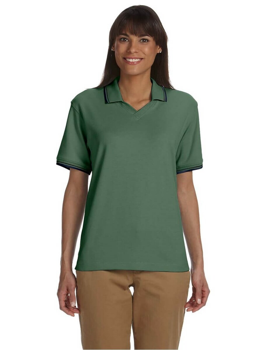 Devon & Jones D140W Women's Tipped Perfect Pima Interlock Polo ...