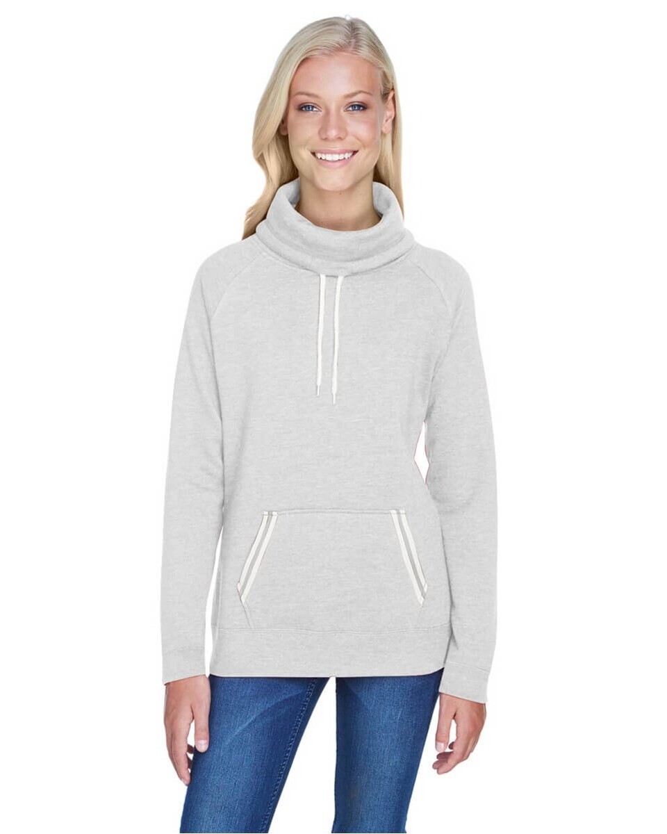 J. America JA8653 Women's Relay Cowl Neck Hoodie - BlankShirts.com
