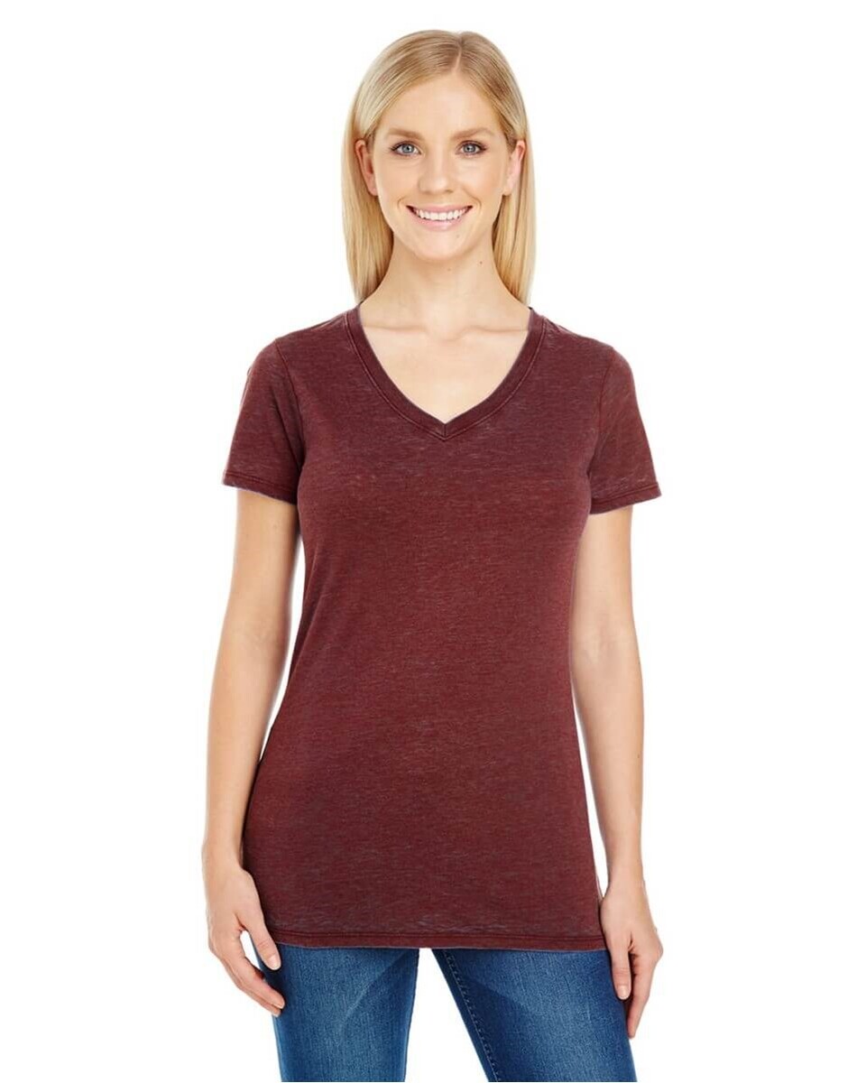 Threadfast Apparel 215B Women's Cross Dye Short Sleeve V-Neck Tee ...