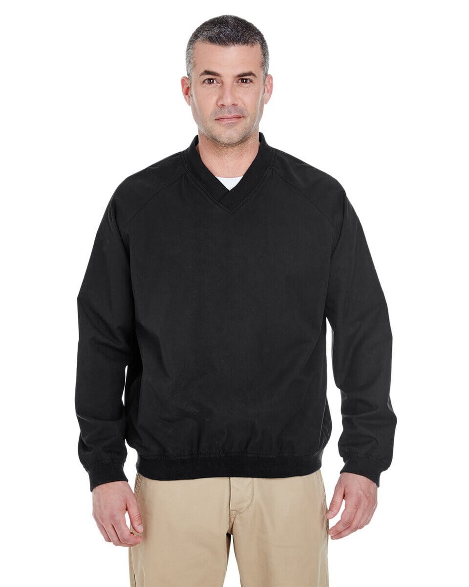 UltraClub 8926 Adult Long-Sleeve Microfiber Crossover V-Neck Windshirt ...