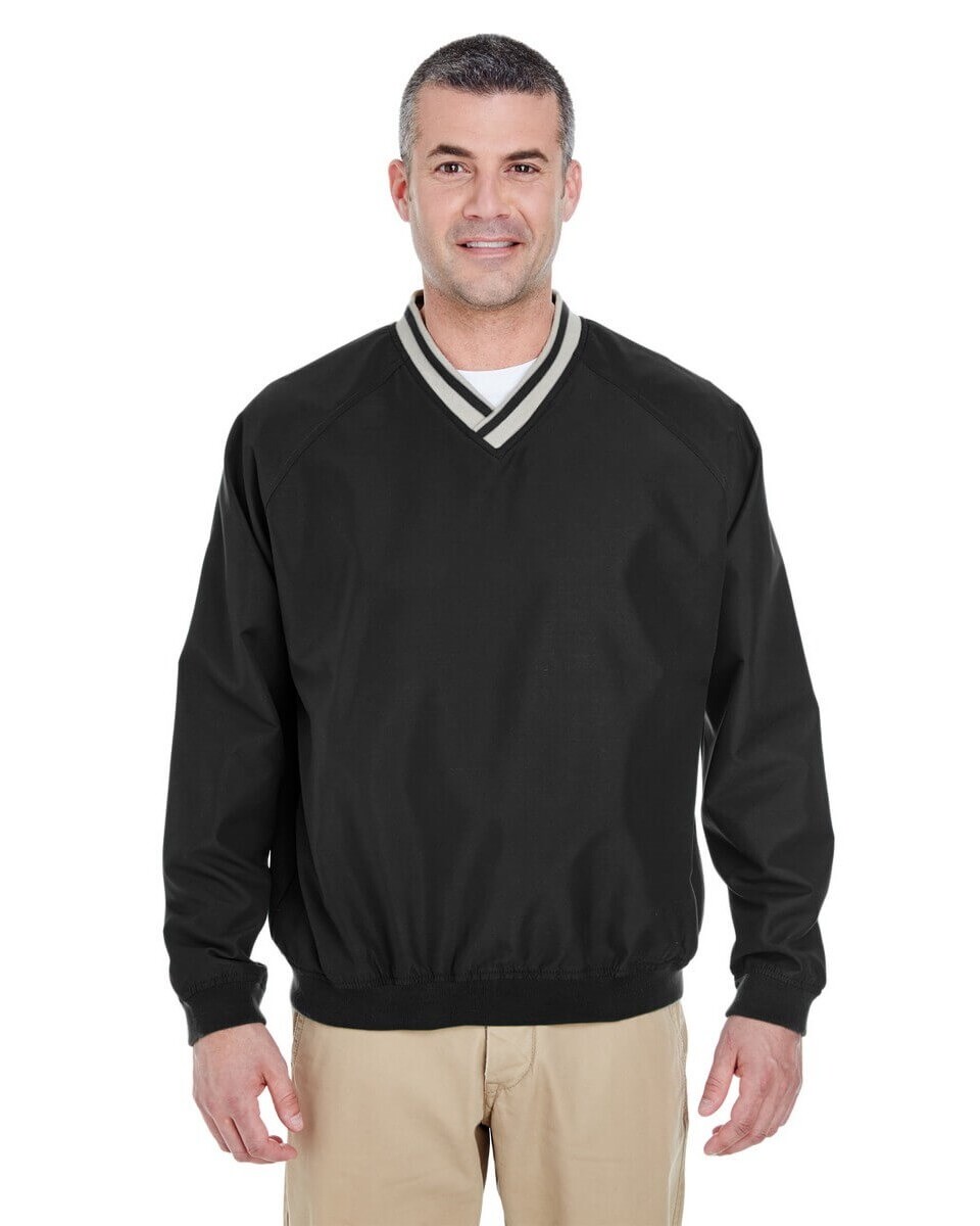 UltraClub 8926 Adult Long-Sleeve Microfiber Crossover V-Neck Windshirt ...