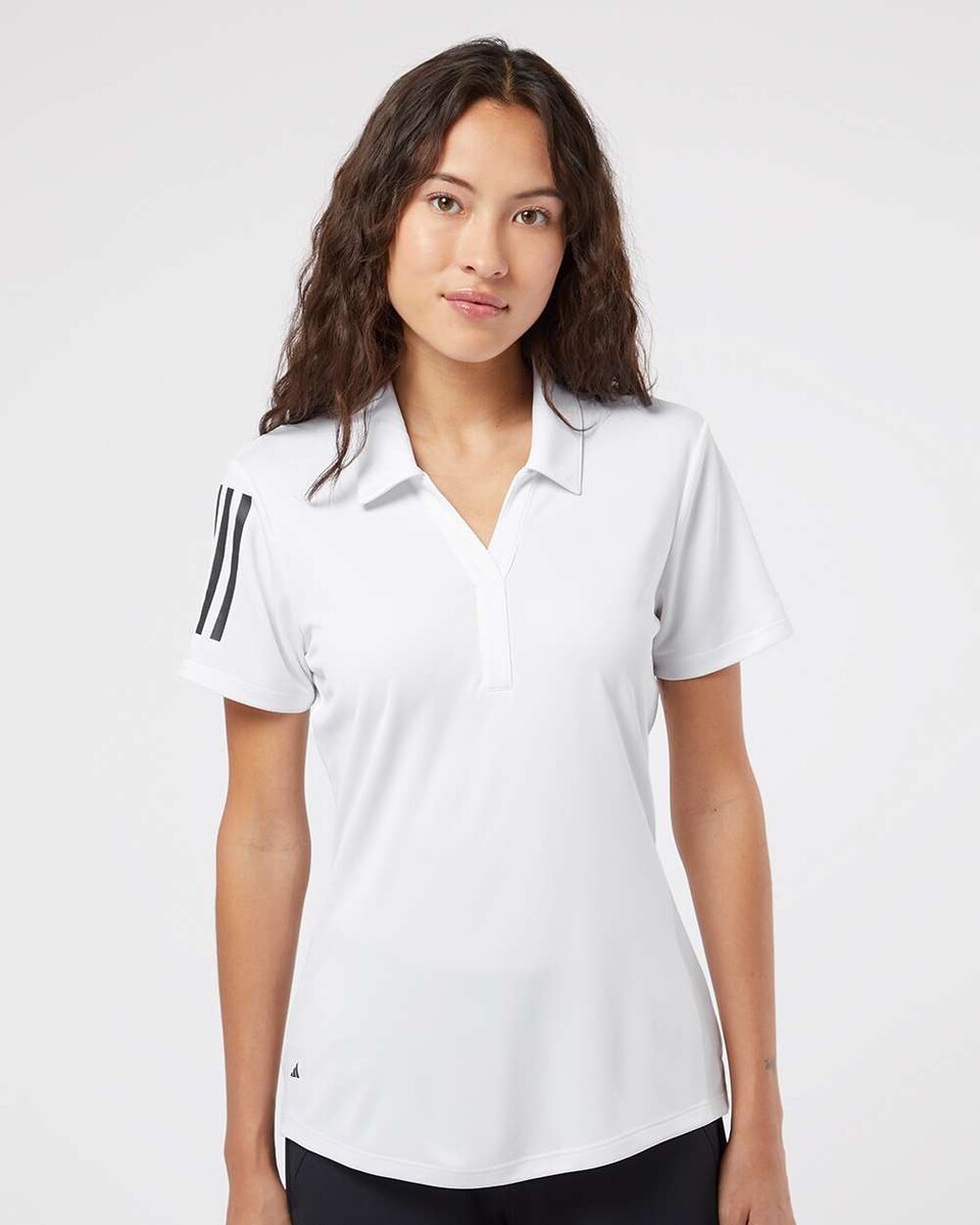 Adidas A481 Women's Floating 3-Stripes Polo - BlankApparel.com