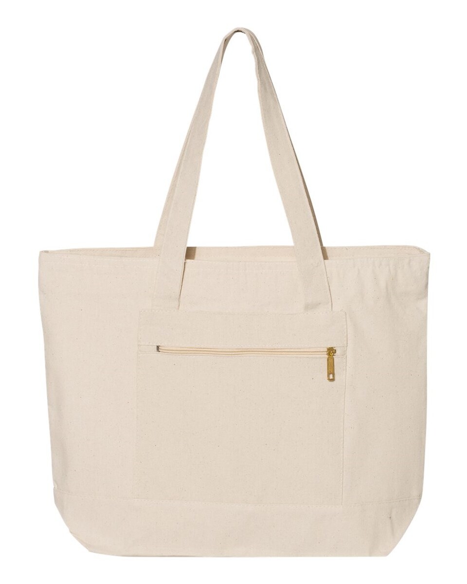 Q-Tees Q1300 18.6L Canvas Zipper Tote - BlankApparel.com